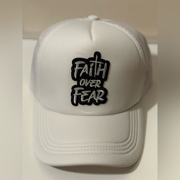 Accessories | Custom Made White Faith Over Fear Cap | Poshmark